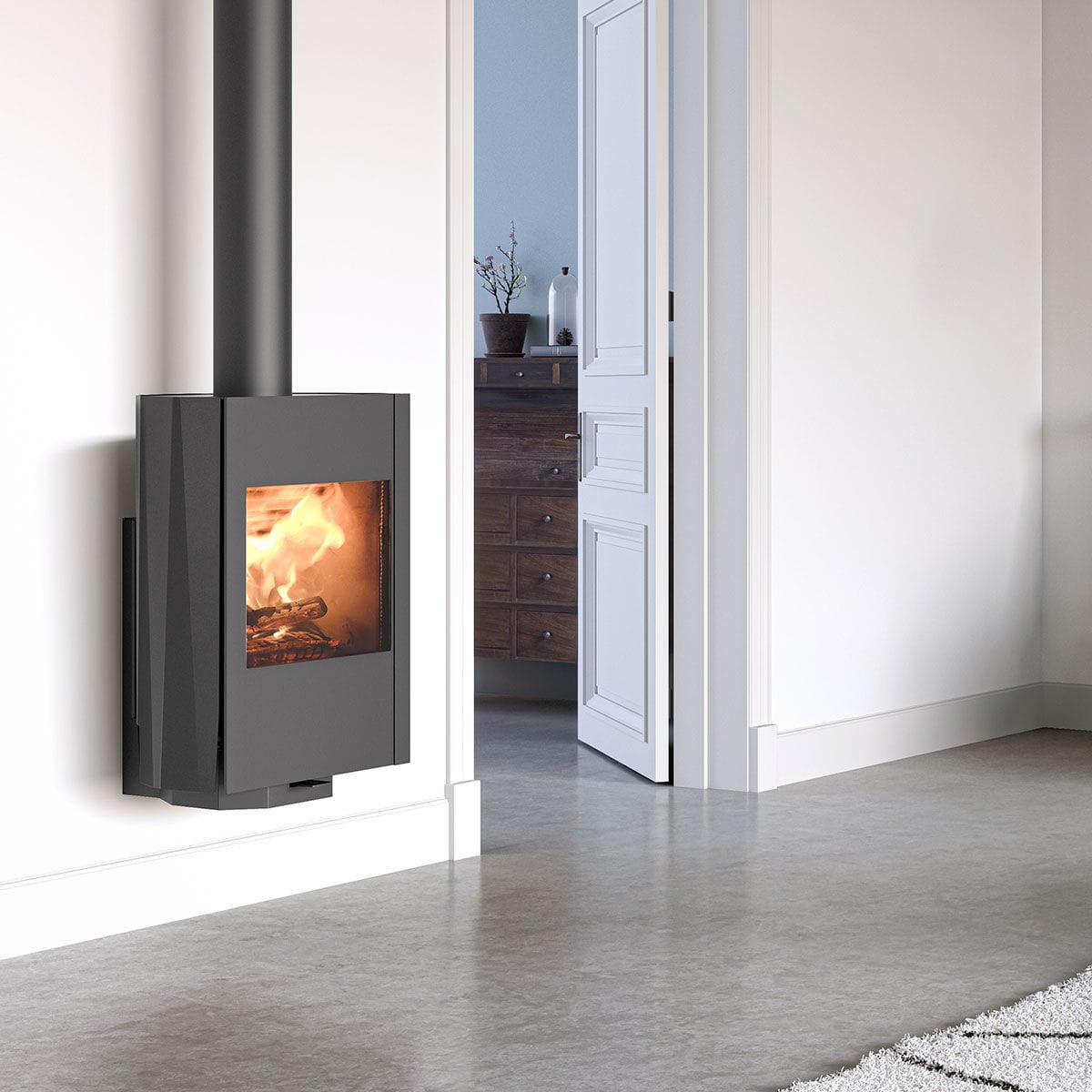 Wood heating stove - Lynne - LEENDERS - 0 - 5 kW / 5 kW...10 kW / wall ...