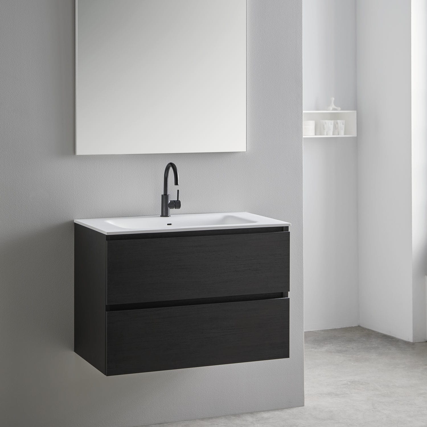Wall-hung washbasin cabinet - BAXE - Naxani - wooden / contemporary ...
