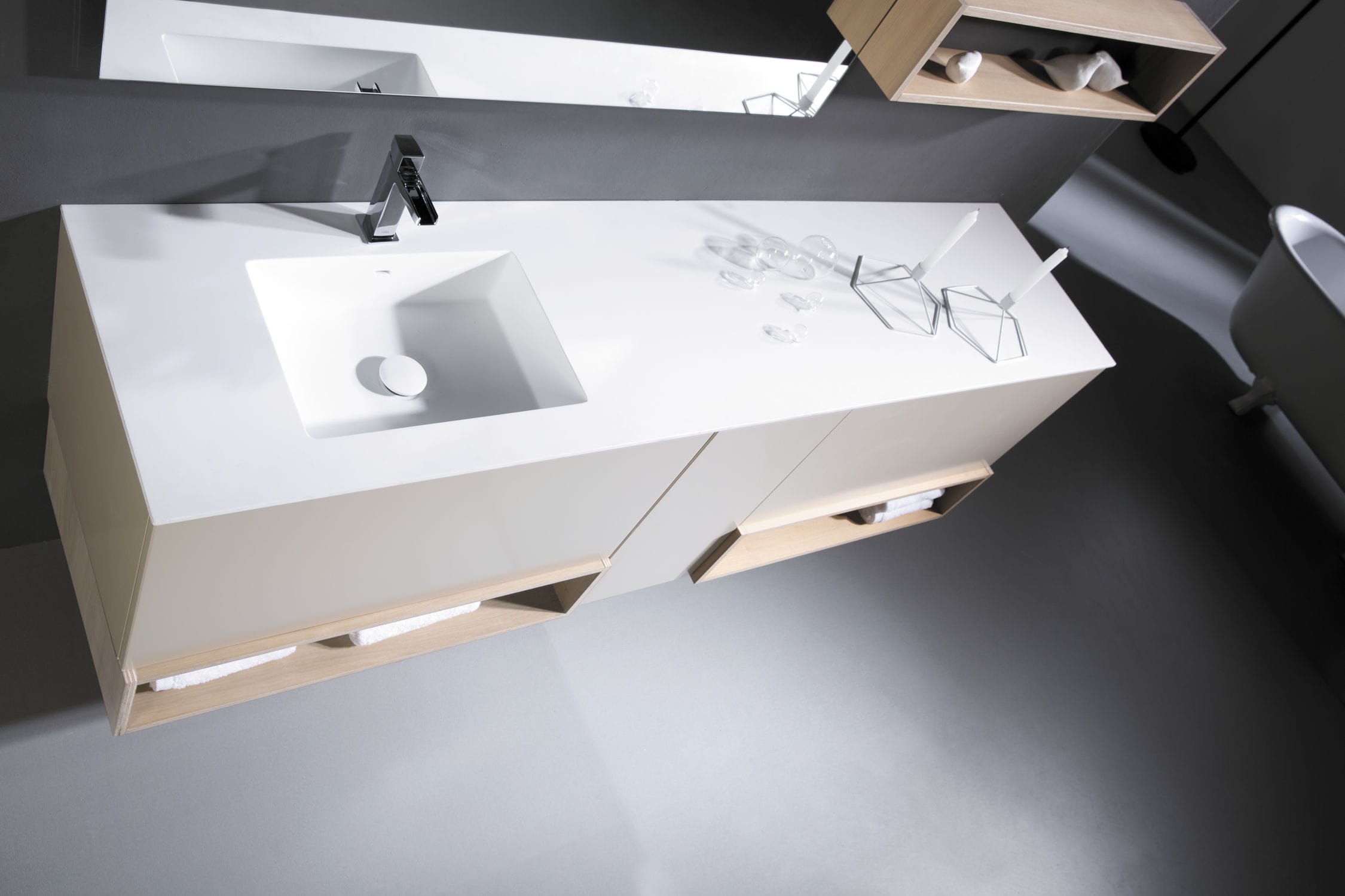 Built-in washbasin - ARES - Naxani - Solid Surface / with counter ...