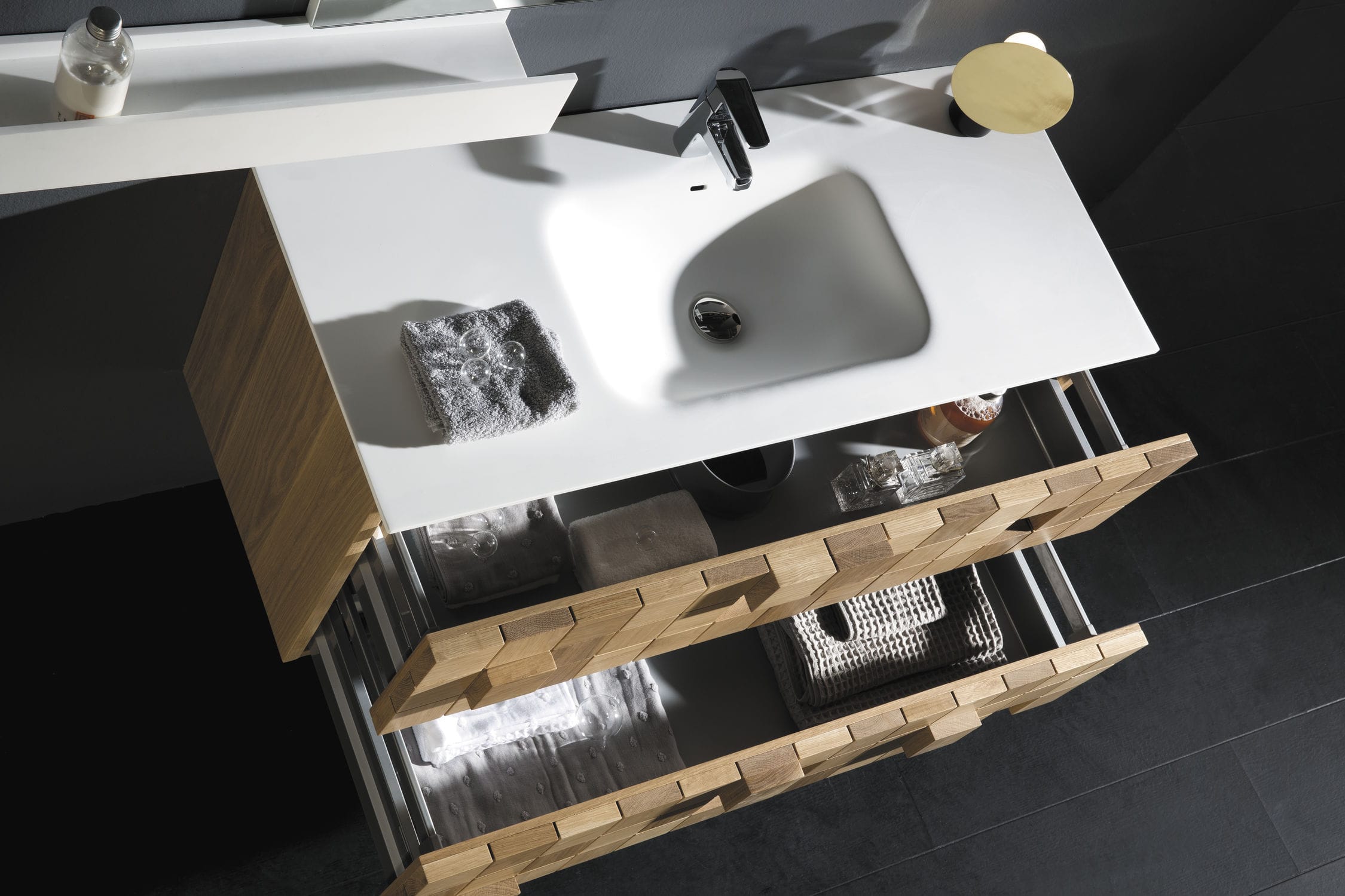 Built-in washbasin - INIS - Naxani - Solid Surface / with counter ...