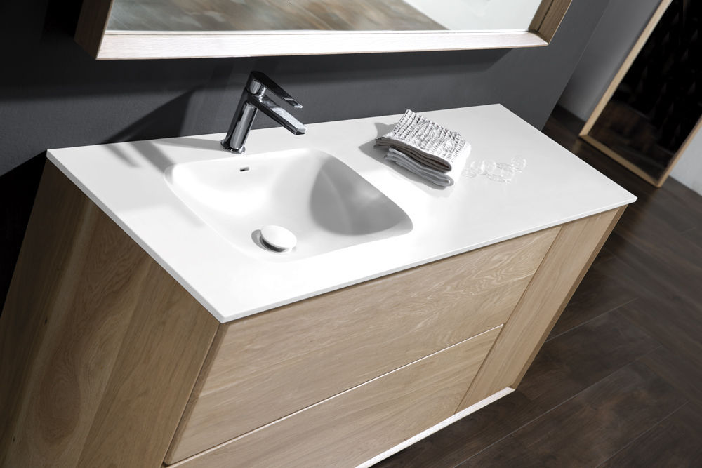 Built-in washbasin - BORVO - Naxani - Solid Surface / with counter ...