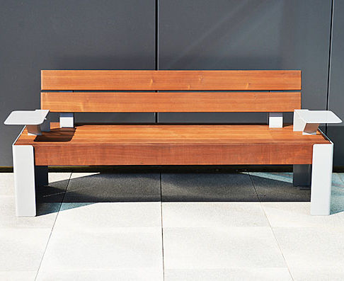 Contemporary public bench - LIDO - Komserwis Sp. z o.o. - wooden ...