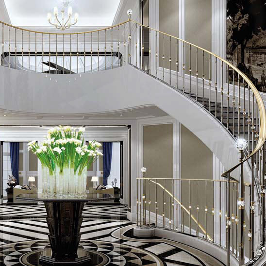 Crystal railing - DIAMOND - GRANDE FORGE - steel / brass / with bars