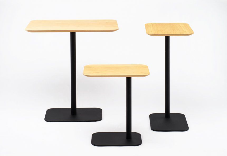 Contemporary side table - MG - De Vorm - oak / MDF / steel