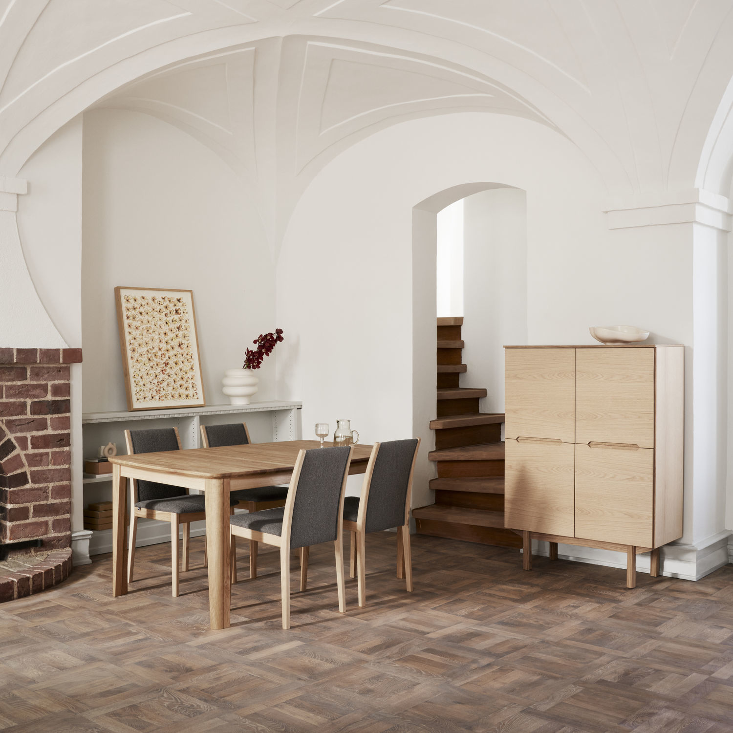 Contemporary dining table - #107 - Skovby - oak / walnut / oak base