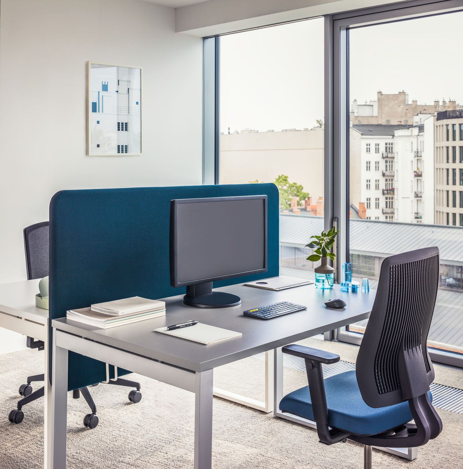 Desk mounted office divider - SONIC - MDD - fabric