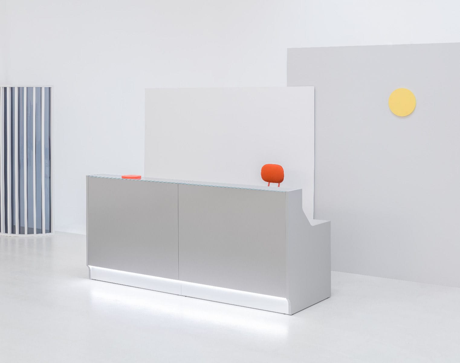 Modular reception desk - LINEA: LIN25 - MDD - glass / stainless steel ...