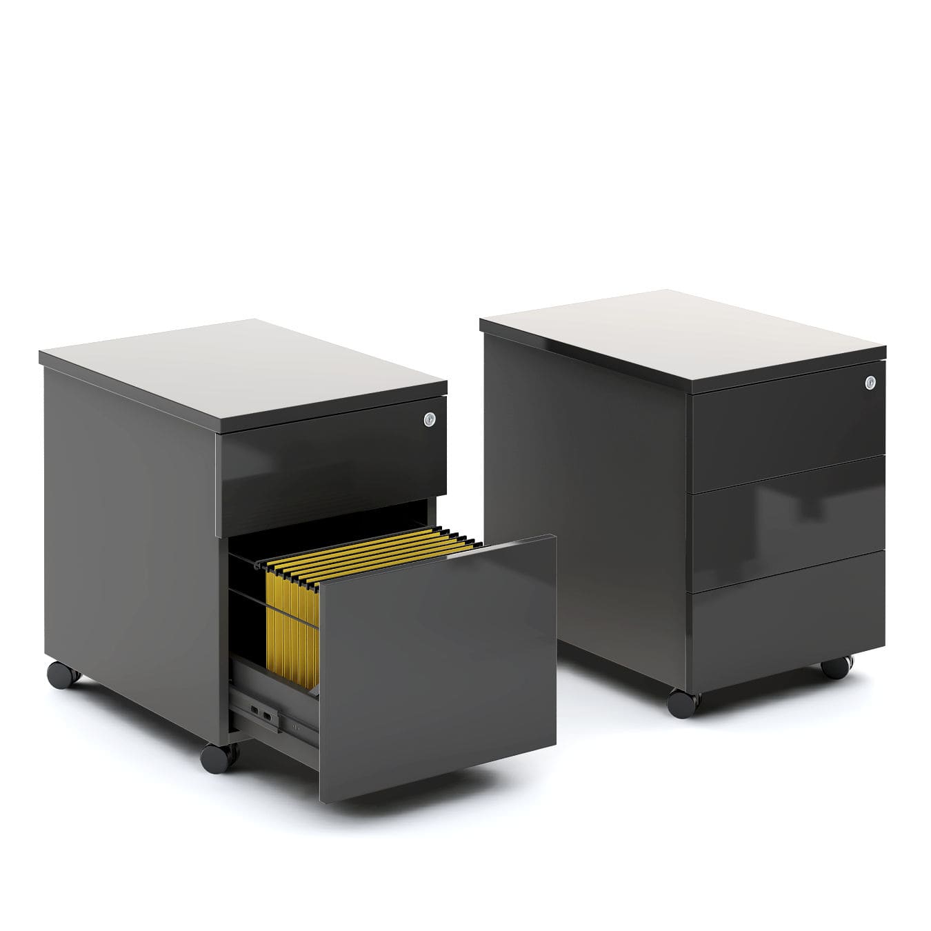 Laminate office unit - GLOSS - MDD - 3-drawer / 2-drawer / on casters