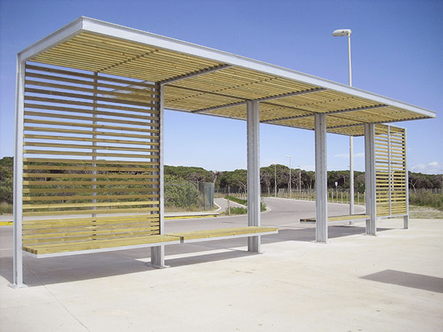 Wooden bus shelter - HABANA 1 - URBADIS Microarquitectura - galvanised ...