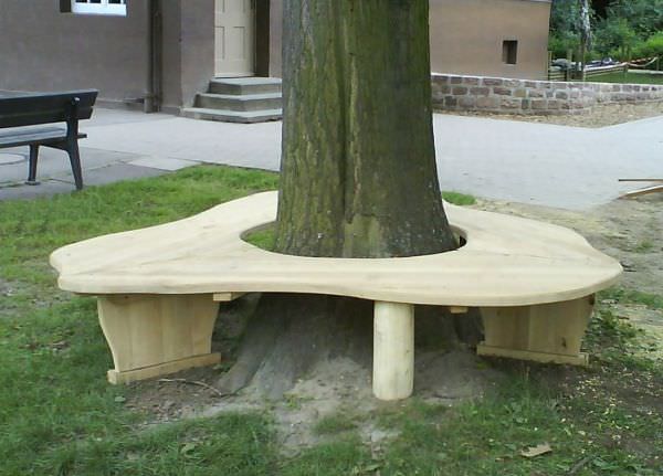 Wooden tree guard - ROUND F2-2 - Pro Urba - with integrated public bench