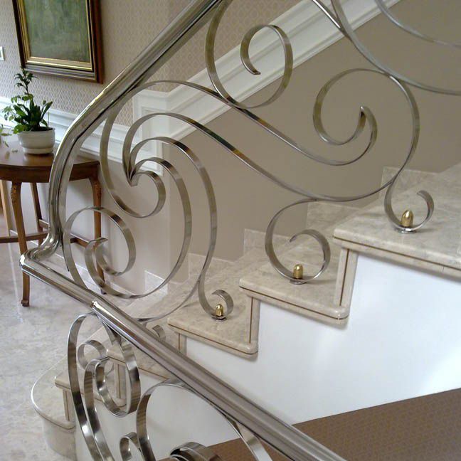 Stainless steel railing - pure inox - with bars / indoor / for stair