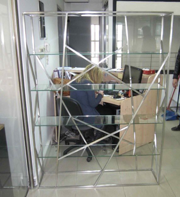 Contemporary shelf - pure inox - stainless steel / glass / for office