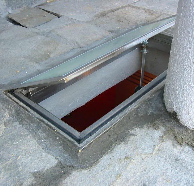 Floor access hatch - pure inox - rectangular / stainless steel / glazed