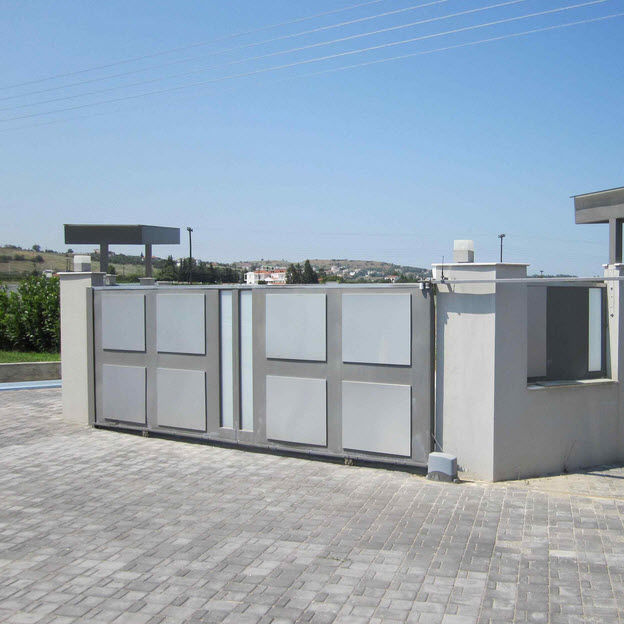 Sliding gate - pure inox - stainless steel / panel / motorized