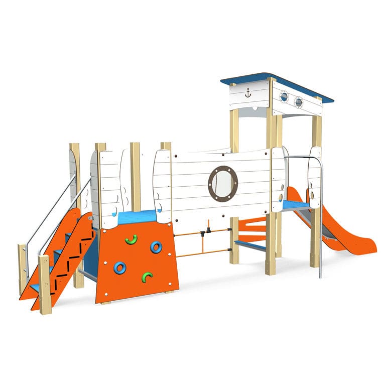 Playground structure - 3603 - Transalp - public / wooden / aluminum
