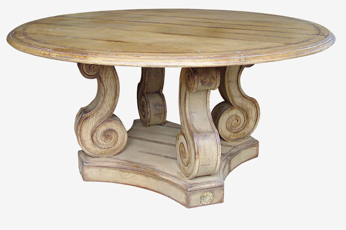 Baroque table - 707 series - MOISSONNIER - beech / beech base / round