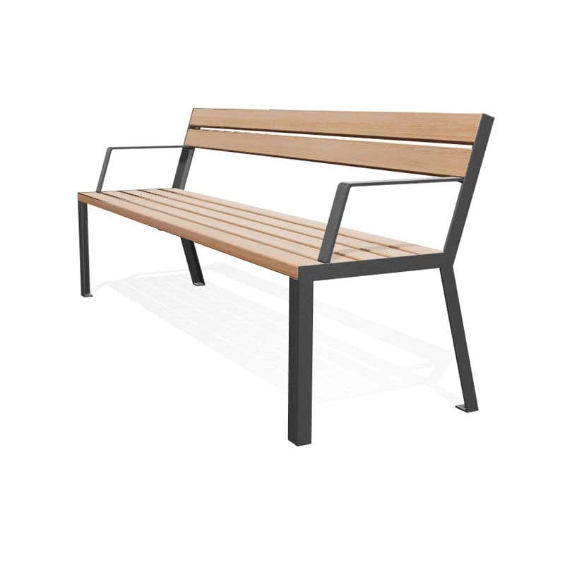 Traditional public bench - HOP HOP - miramondo - larch / galvanised ...