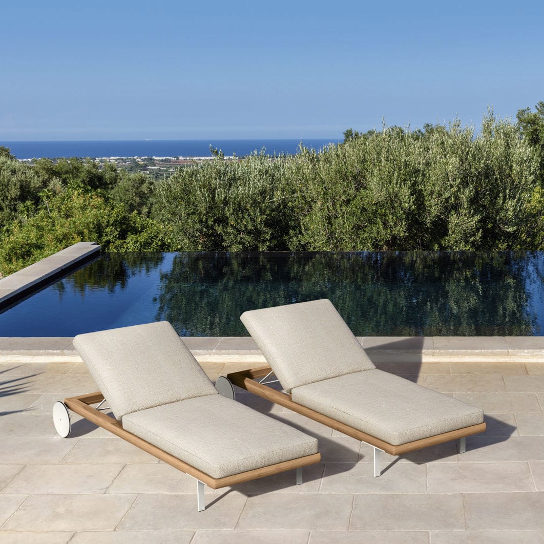Contemporary sun lounger - ALLURE - TALENTI - fabric / wooden / aluminum
