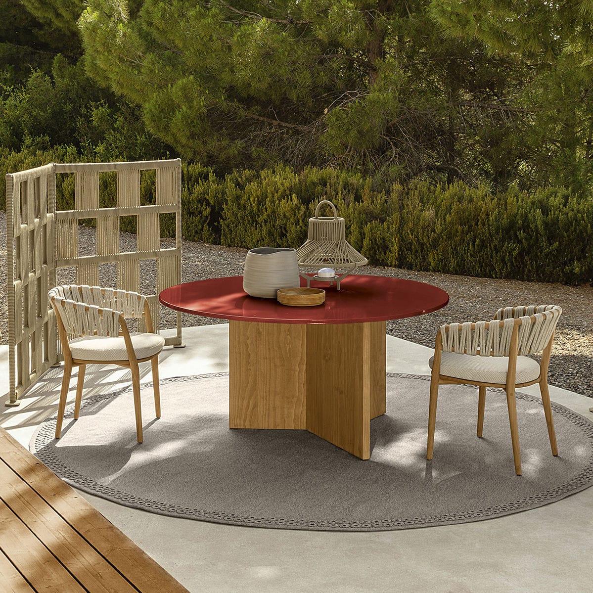 Contemporary dining table - VENICE - TALENTI - lava / teak base / round