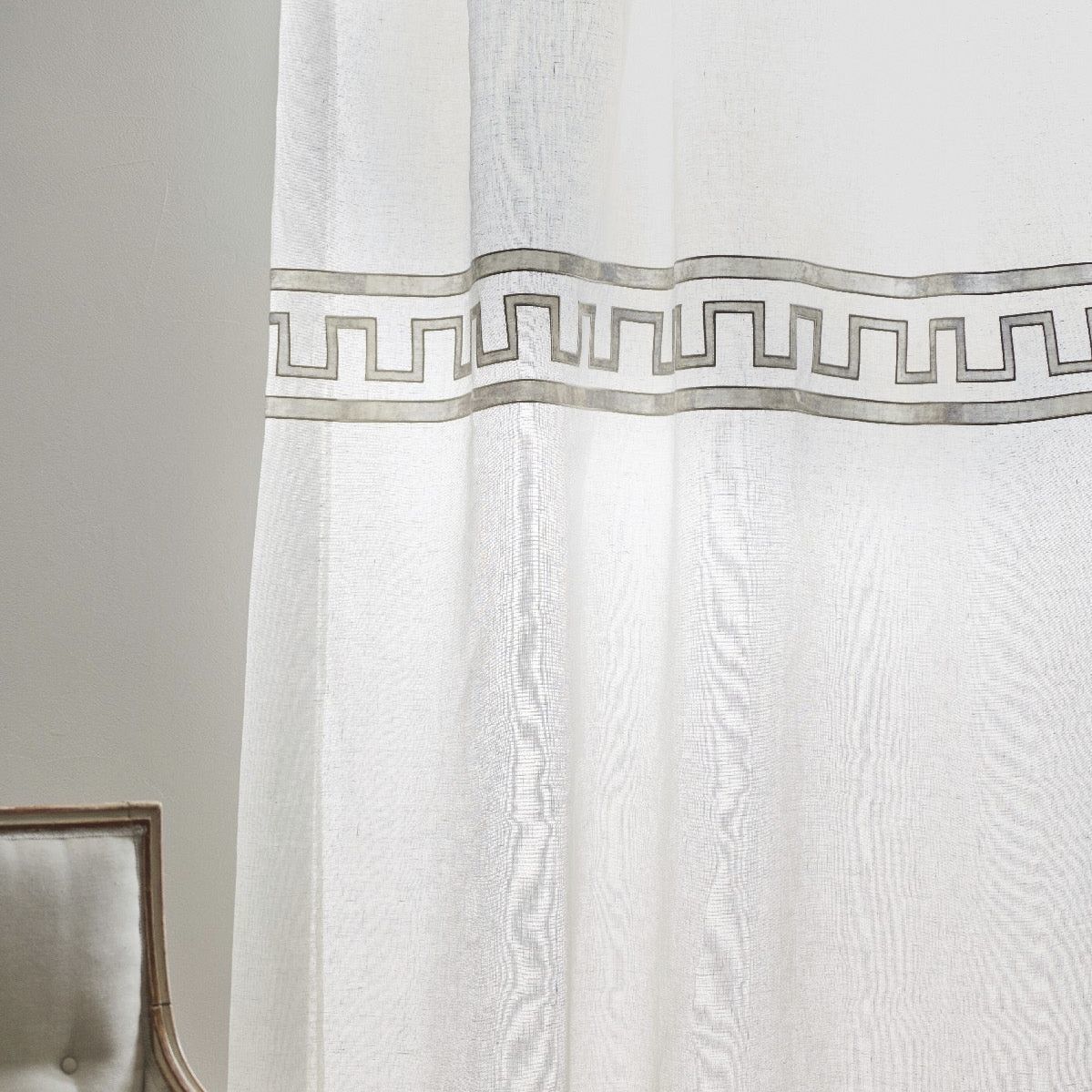 Patterned sheer curtain fabric - EFESO GRECA - MASTRO RAPHAEL - linen ...