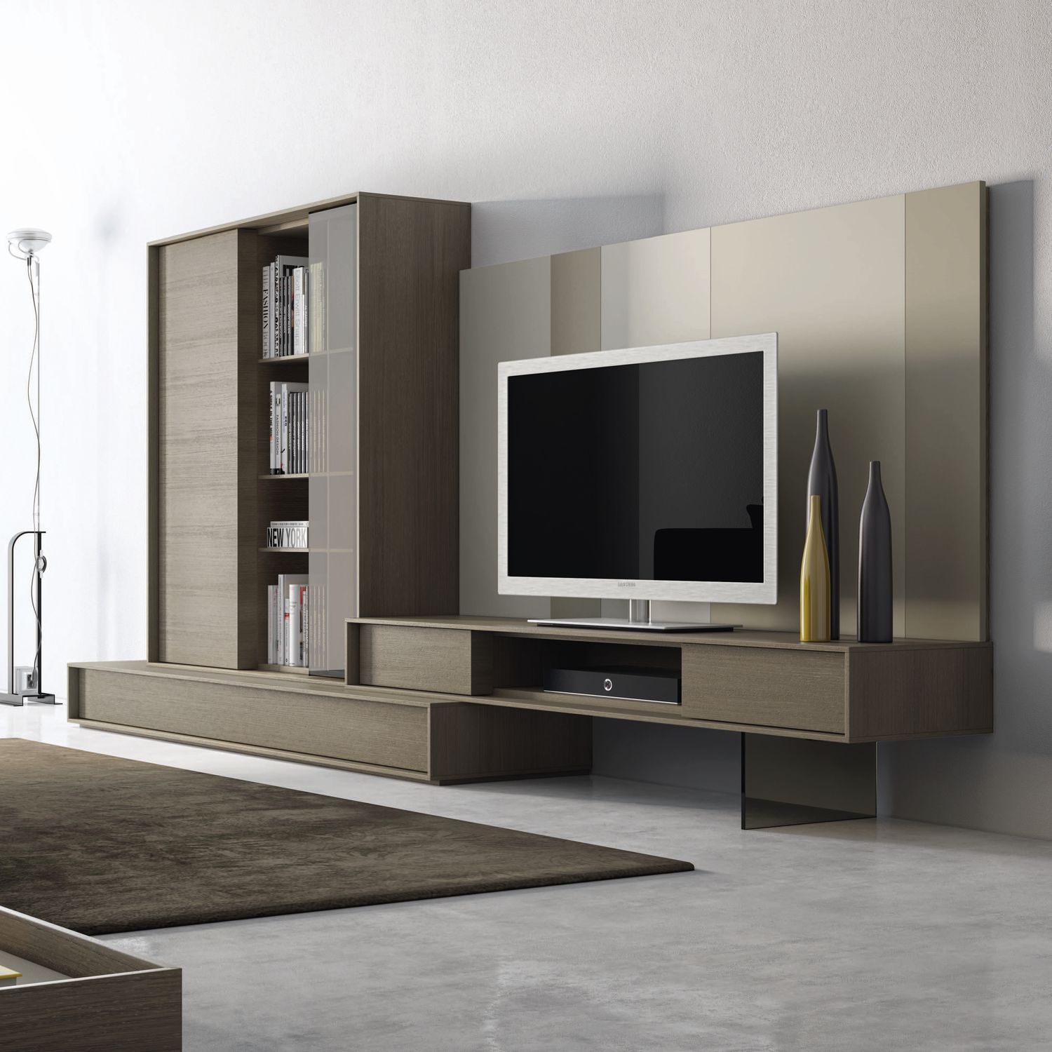 Contemporary TV wall unit - NEXT : 214 - A. Brito - wooden / lacquered wood