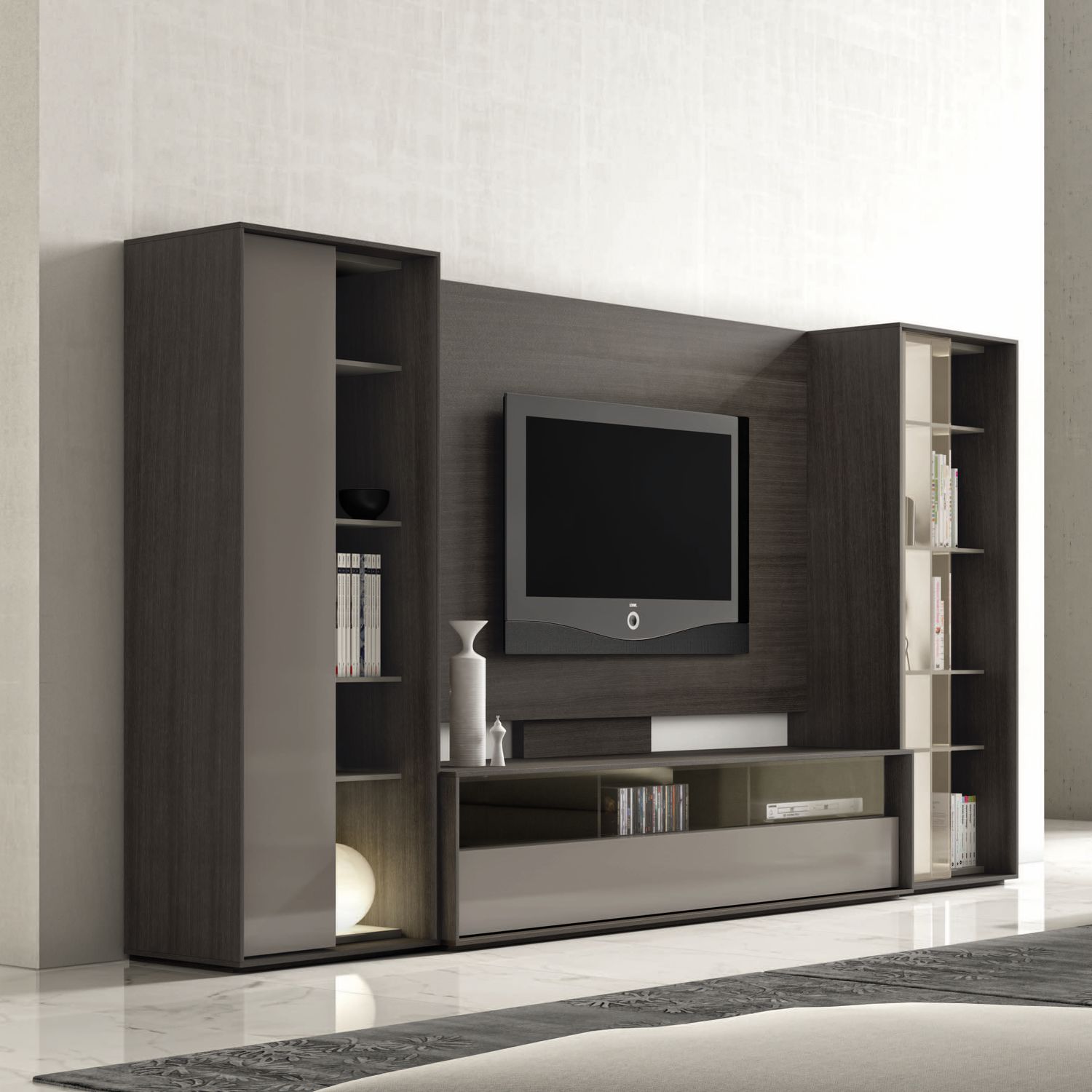 Contemporary TV wall unit - NEXT : 220 - A. Brito - wooden / lacquered wood