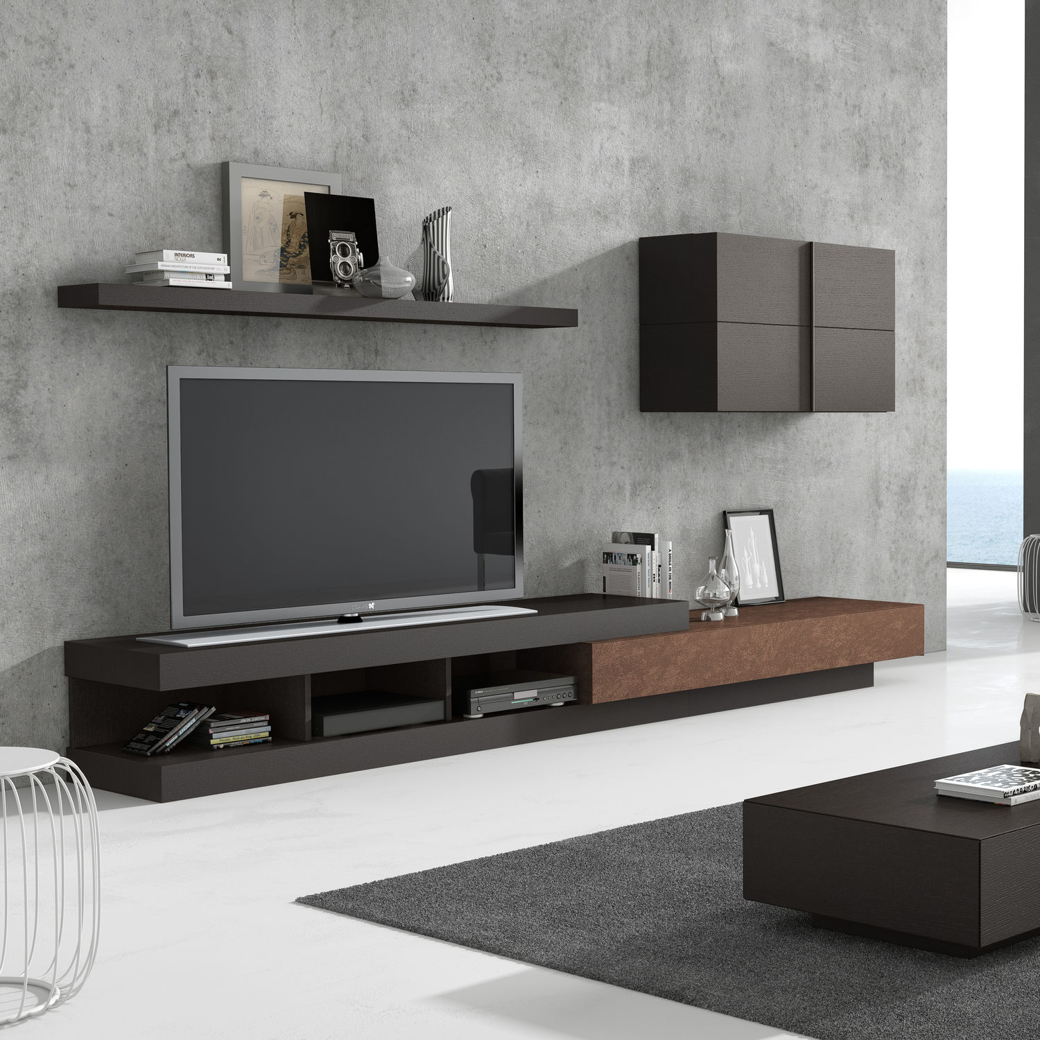 Contemporary TV wall unit - GINZA + : 311 - A. Brito - lacquered wood ...