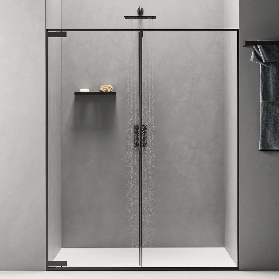 Glass shower enclosure - INDISSIMA - Inda - brushed stainless steel ...