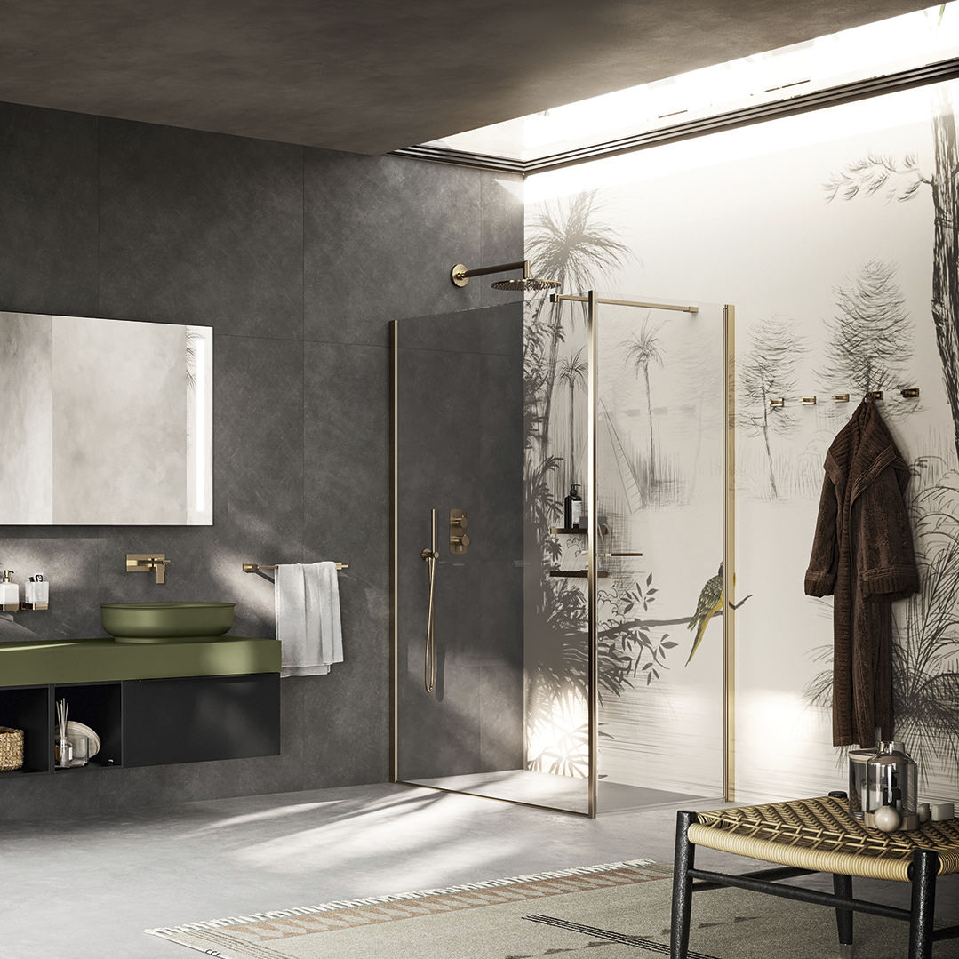 Walk-in shower enclosure - WALKIN - Inda - glass / aluminum / fixed