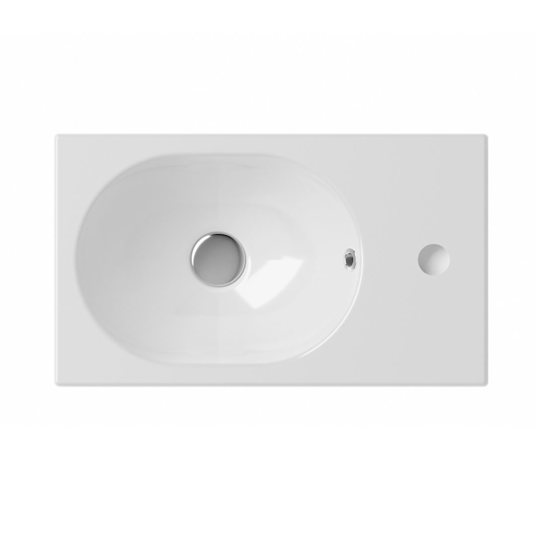 Integrated washbasin - A - Inda - ceramic / with counter / rectangular