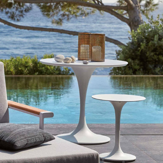 Contemporary side table - KOROL - SIFAS - lacquered aluminum / lacquered aluminum base / round