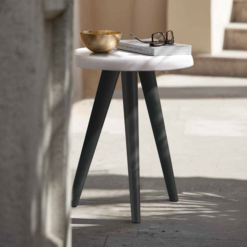 Contemporary side table - RIVIERA - SIFAS - lacquered aluminum / aluminum base / round