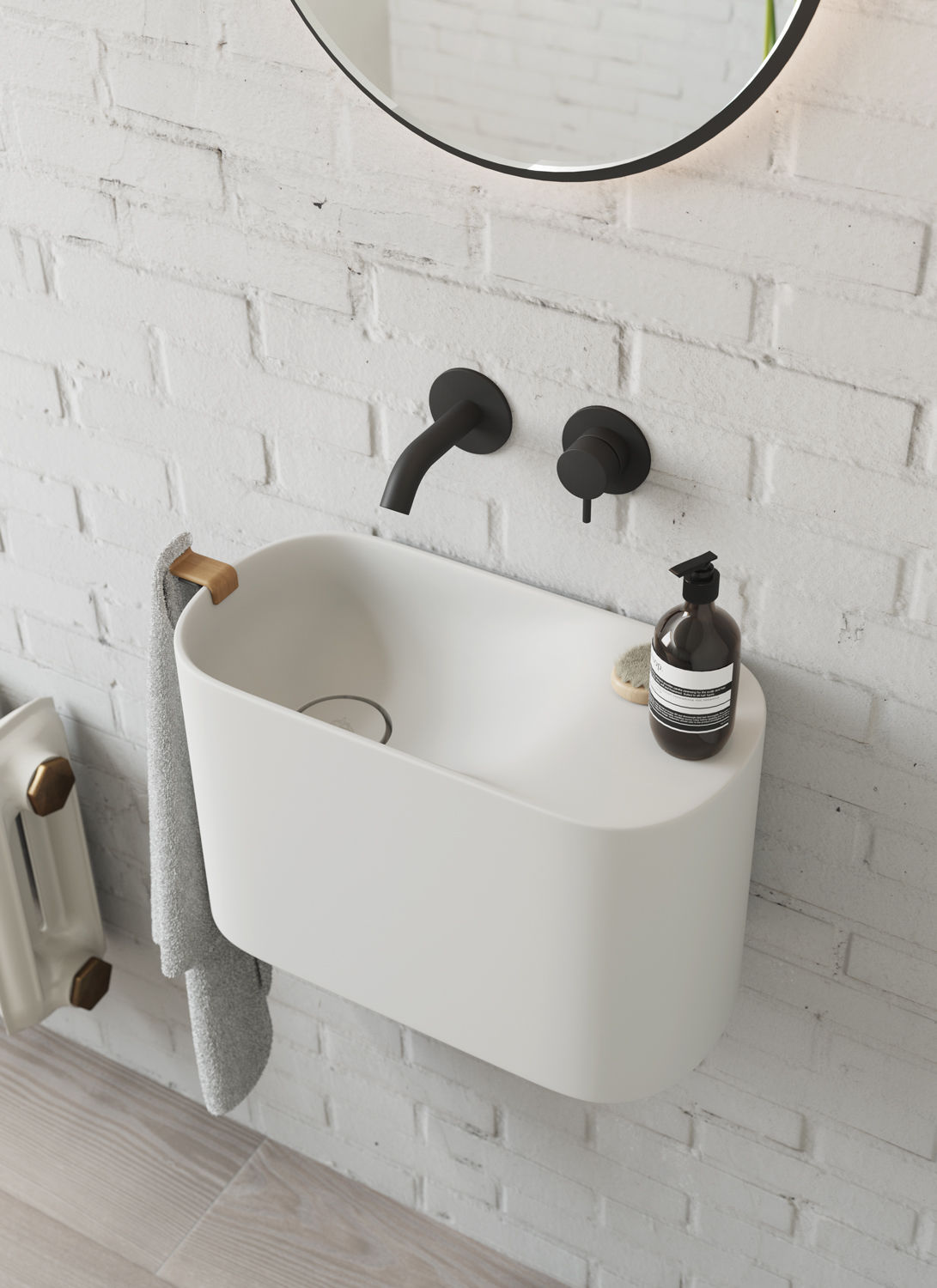 Wall-mounted hand basin / oval / Solid Surface / resin - P'TIT - Rexa ...