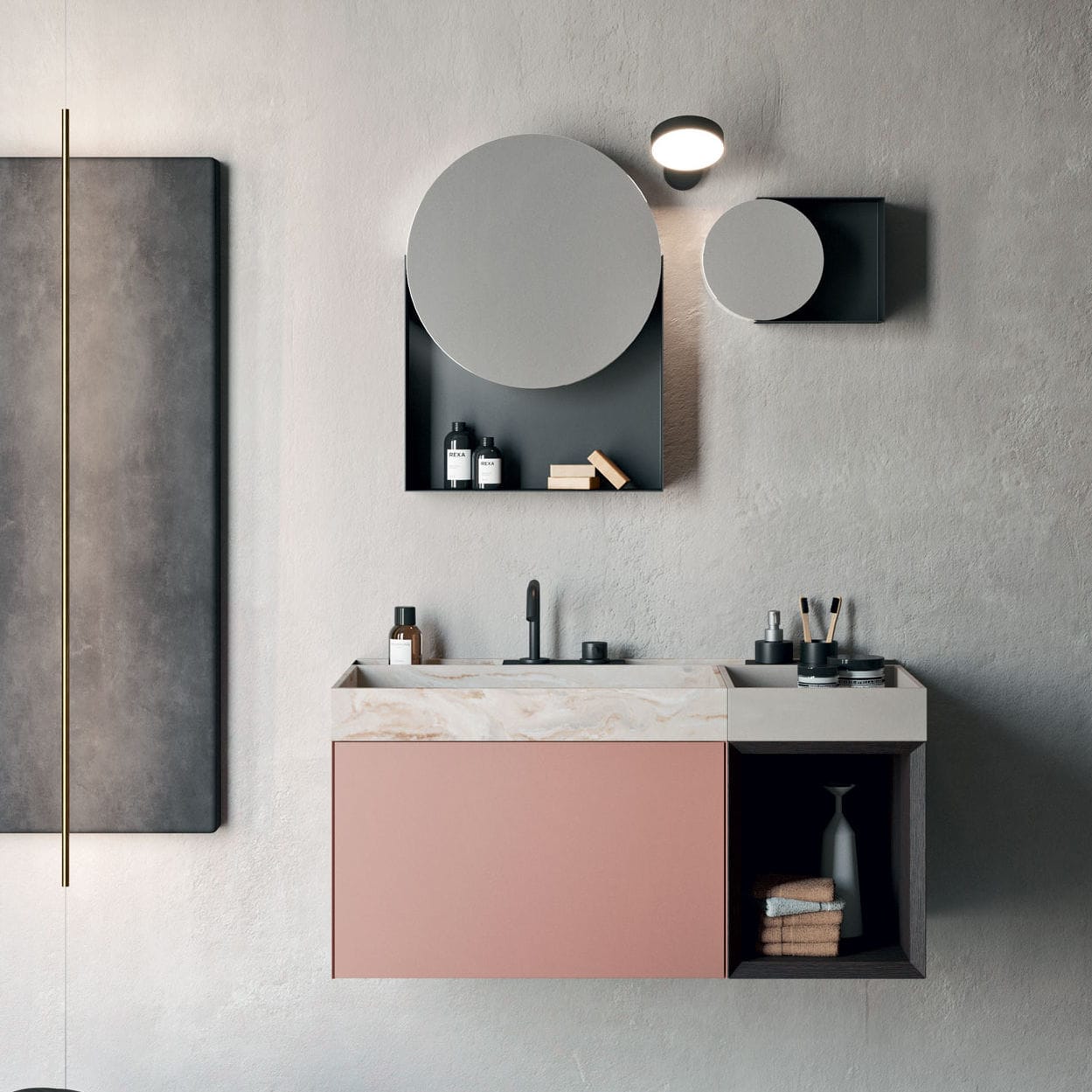 Contemporary wall light - Circle - Rexa Design - indoor / metal / glass