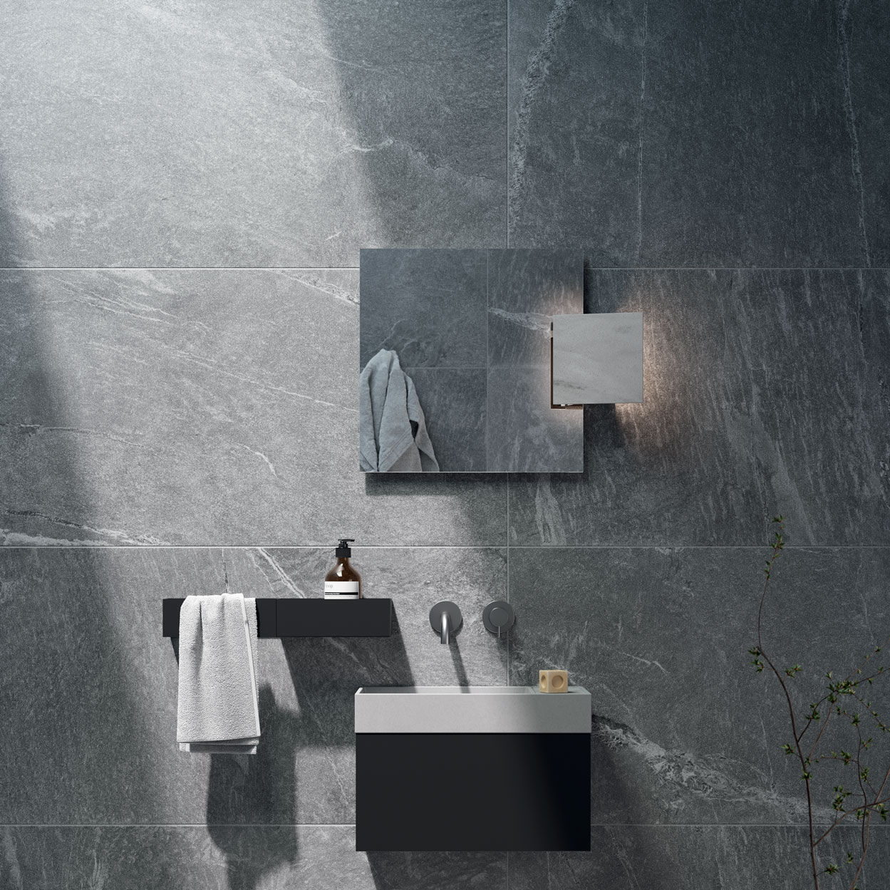 Contemporary wall light - Spin - Rexa Design - indoor / Corian® / rectangular