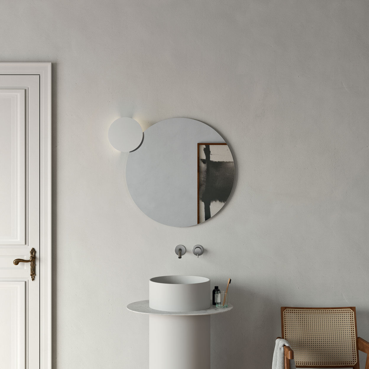 Contemporary wall light - Spin - Rexa Design - indoor / Corian® / round