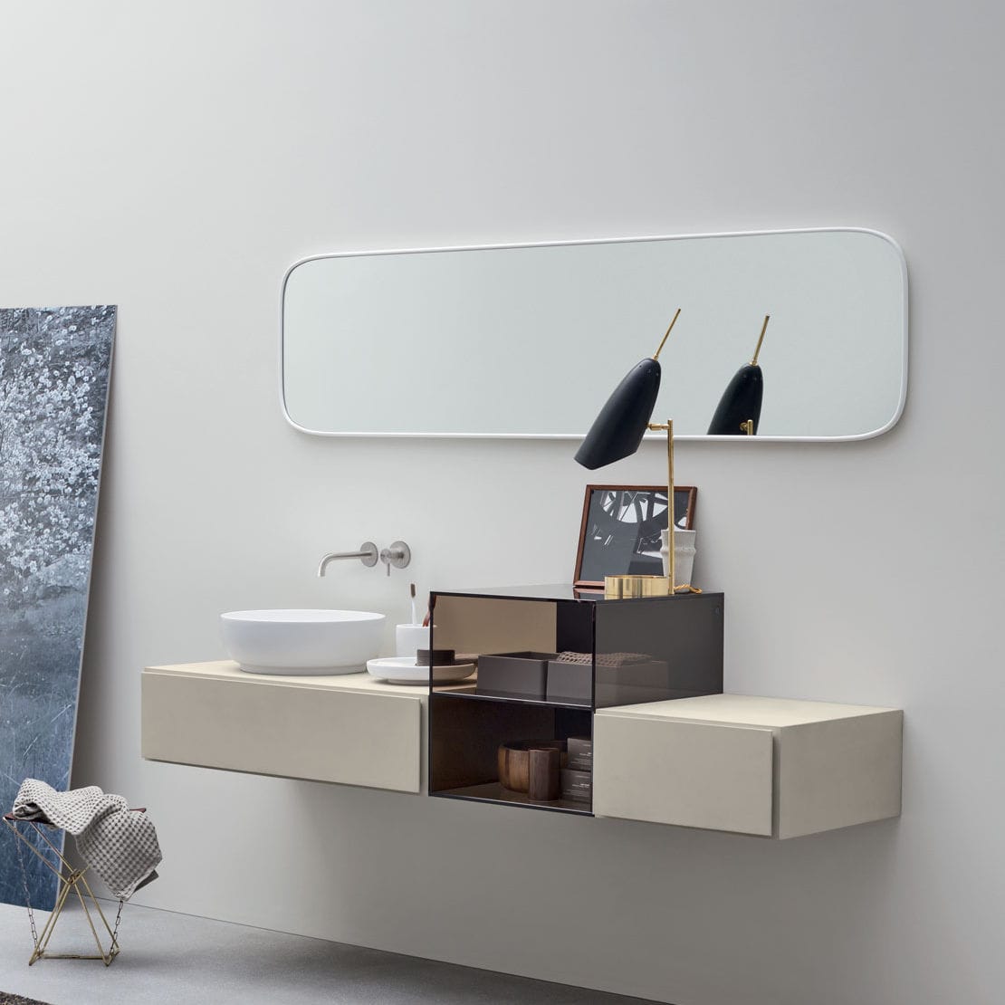 Wall-mounted mirror - Esperanto - Rexa Design - contemporary / rectangular / Corian®