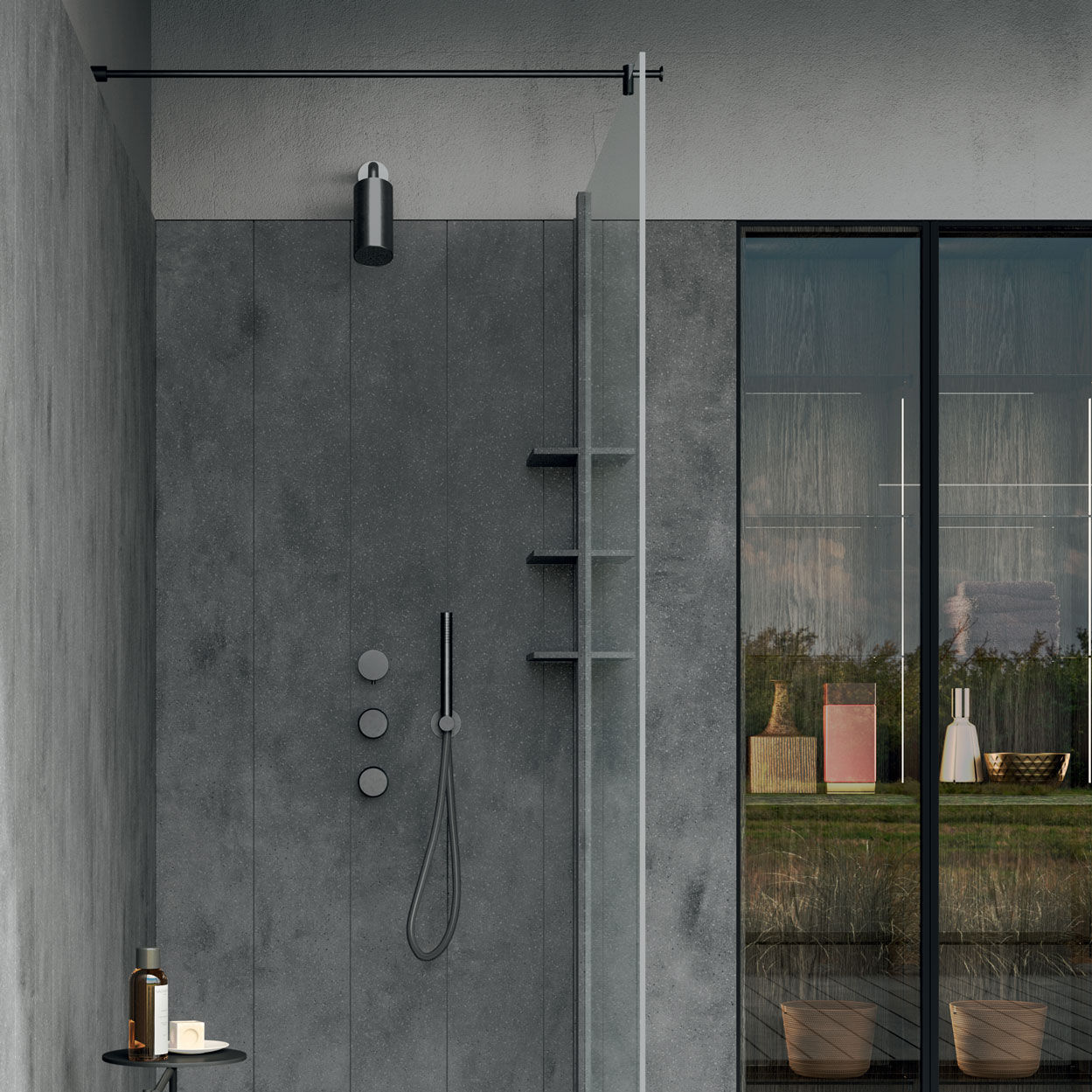 Wall-mounted shower head - Button - Rexa Design - cylindrical / rain