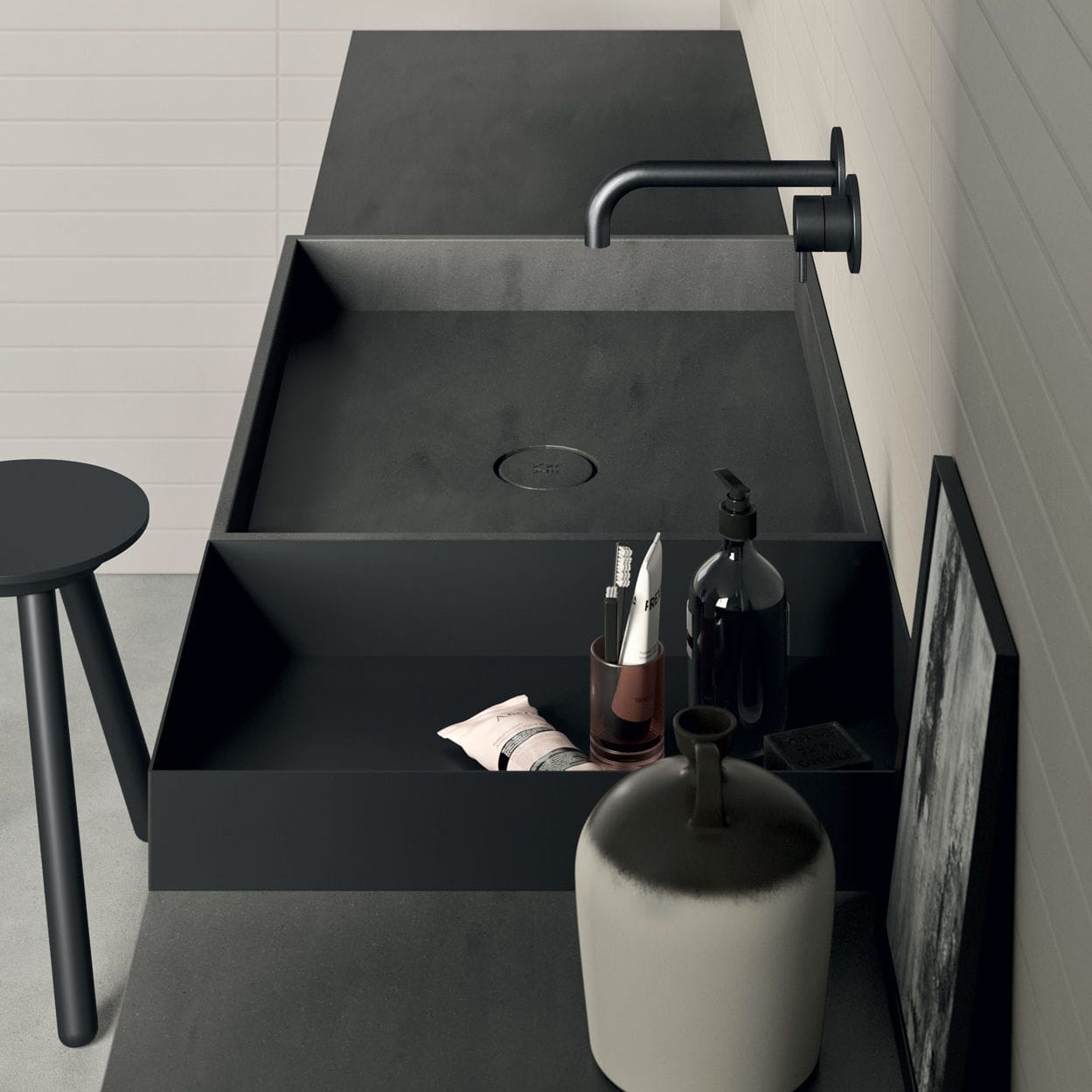 Countertop washbasin - EVE - Rexa Design - Corian® / custom / rectangular