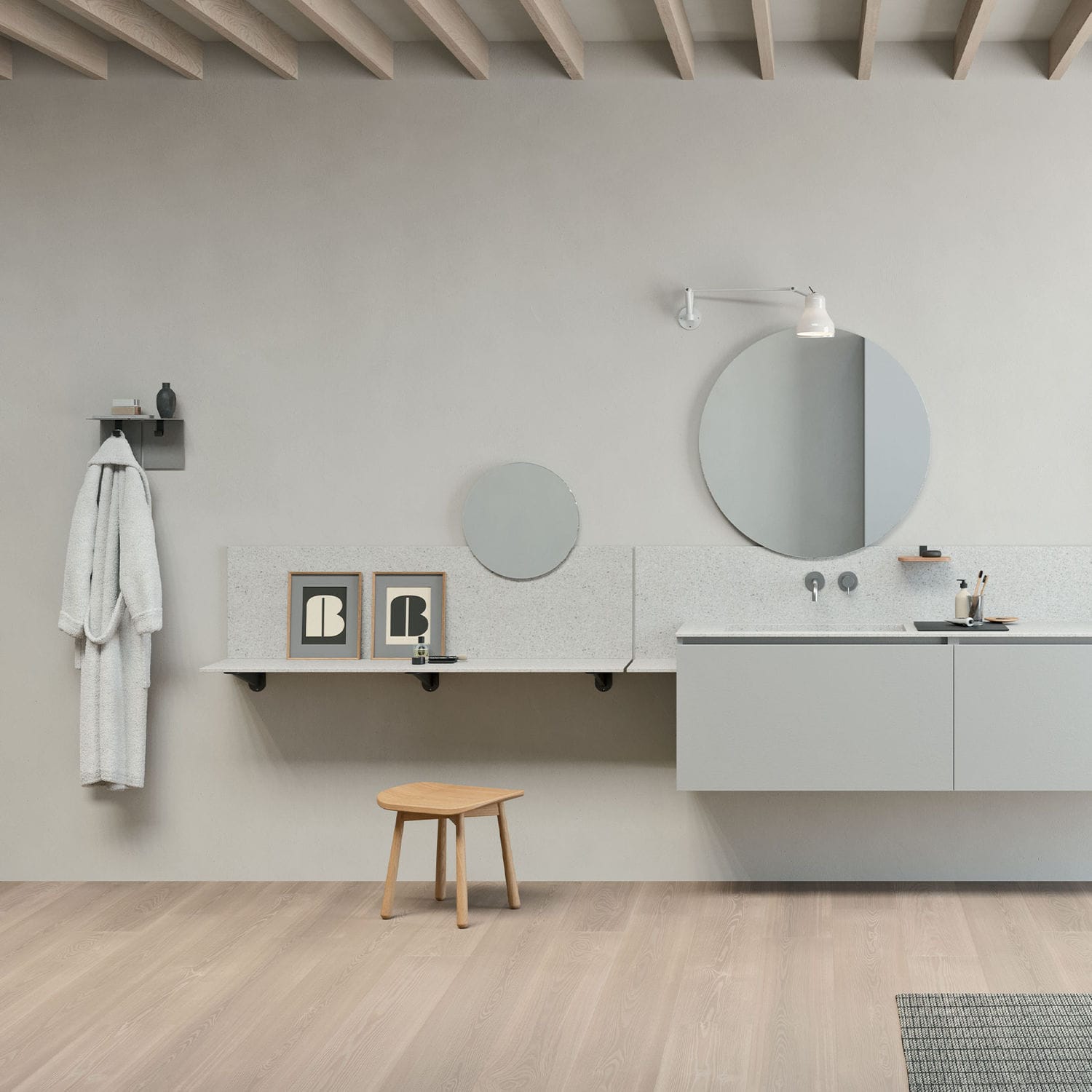 Wall-mounted washbasin cabinet - Interlude - Rexa Design - melamine / contemporary / without door