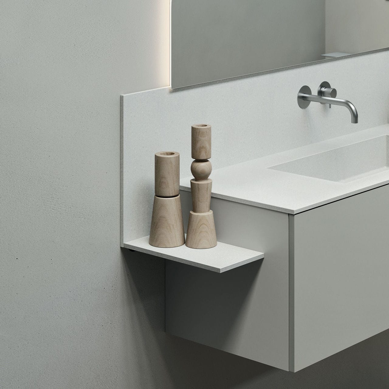 Wall-mounted shelf - Interlude backsplash - Rexa Design - contemporary / Solid Surface / bathroom