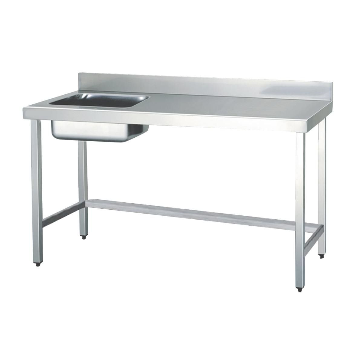 Stainless steel prep table - 115L60.120.K - NOFER - with sink / commercial