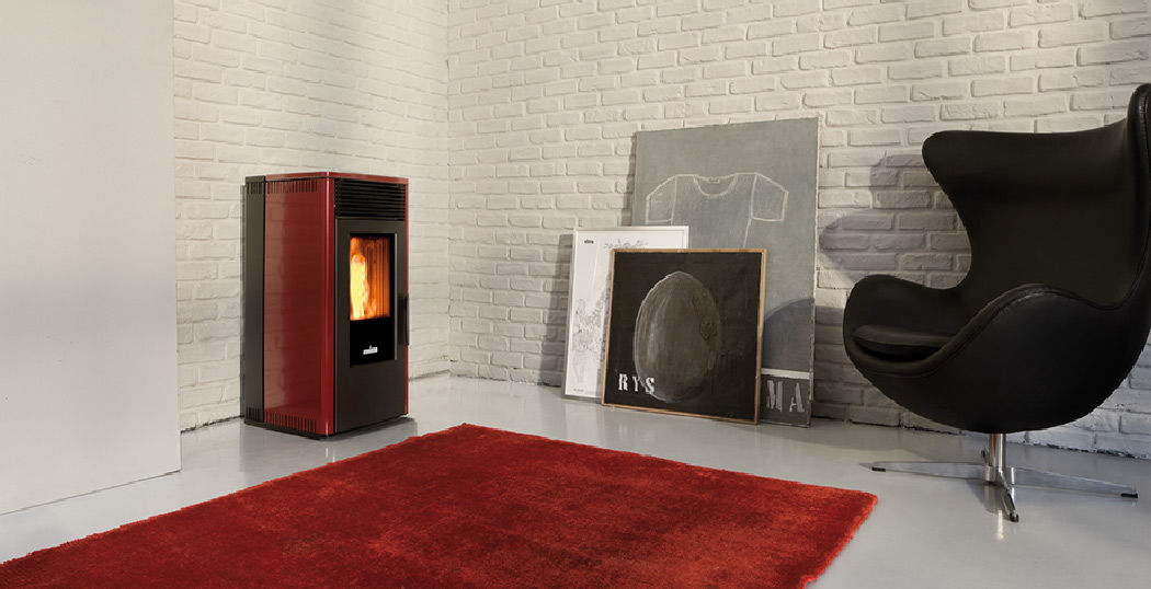 Pellet heating stove - AIR: MAVI - Ravelli - contemporary / steel ...
