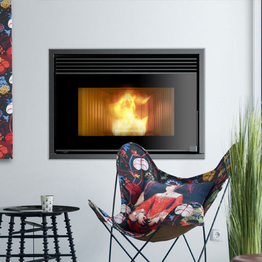 Wood-burning fireplace insert - RCV 1000 - Ravelli - pellet / steel ...