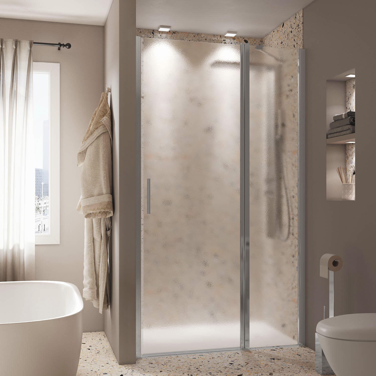 Swing shower screen - LIGHT PB - Relax - for alcoves / tempered glass ...