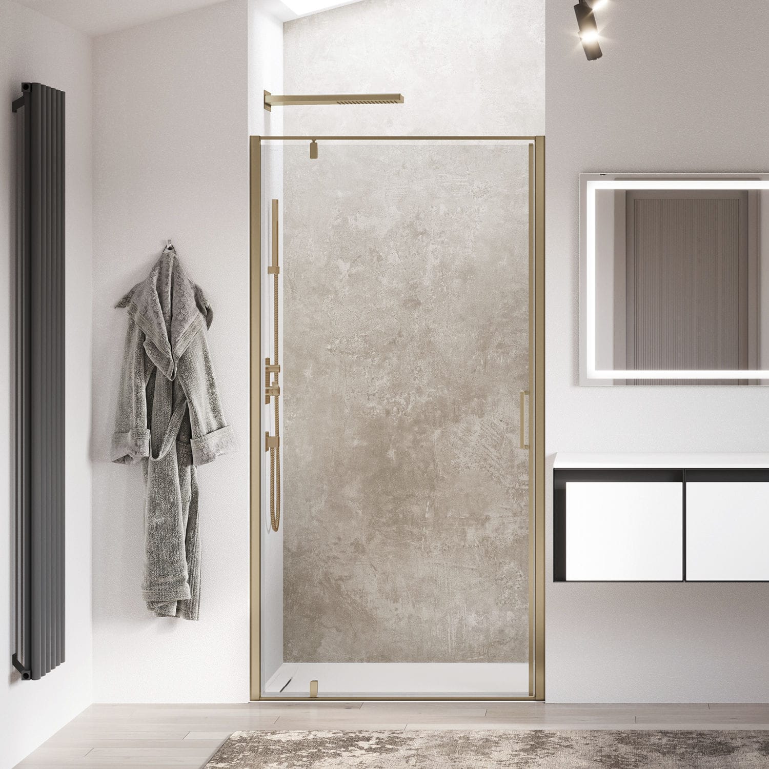 Glass shower cubicle - KUBIK B1 - Relax - tempered glass / with pivot ...