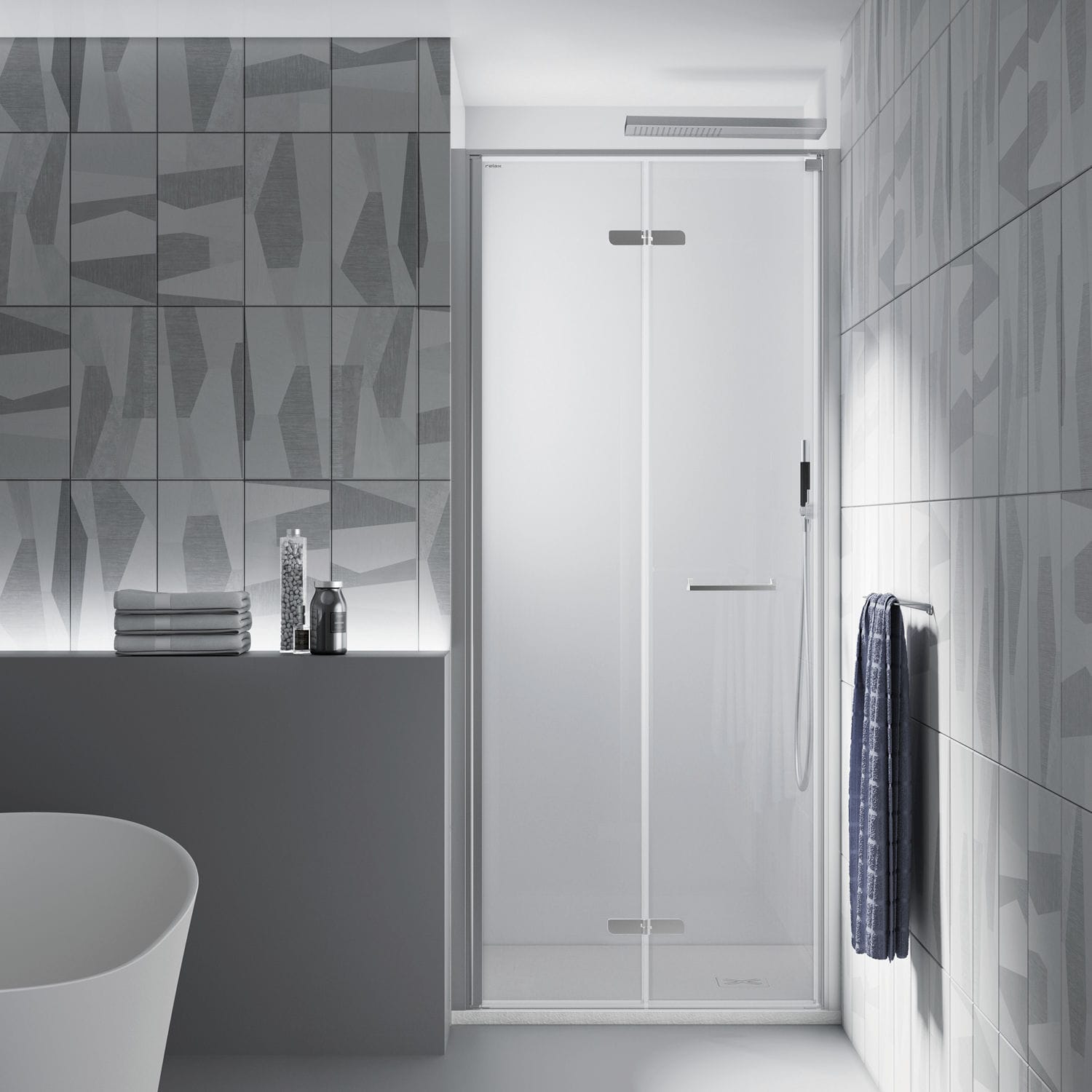 Folding shower screen - LIGHT PS - Relax - for alcoves / tempered glass ...