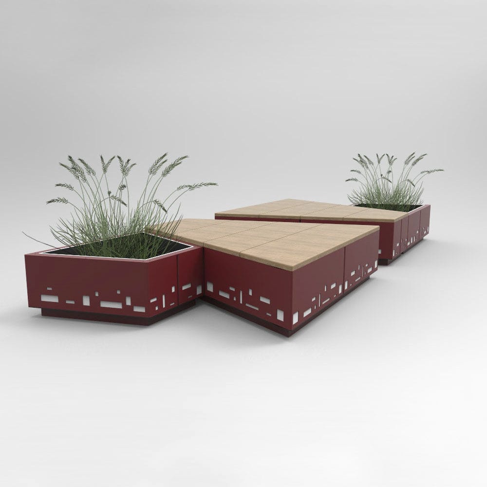 Original design garden bench - ISLAND - CITYSì - wooden / metal / modular