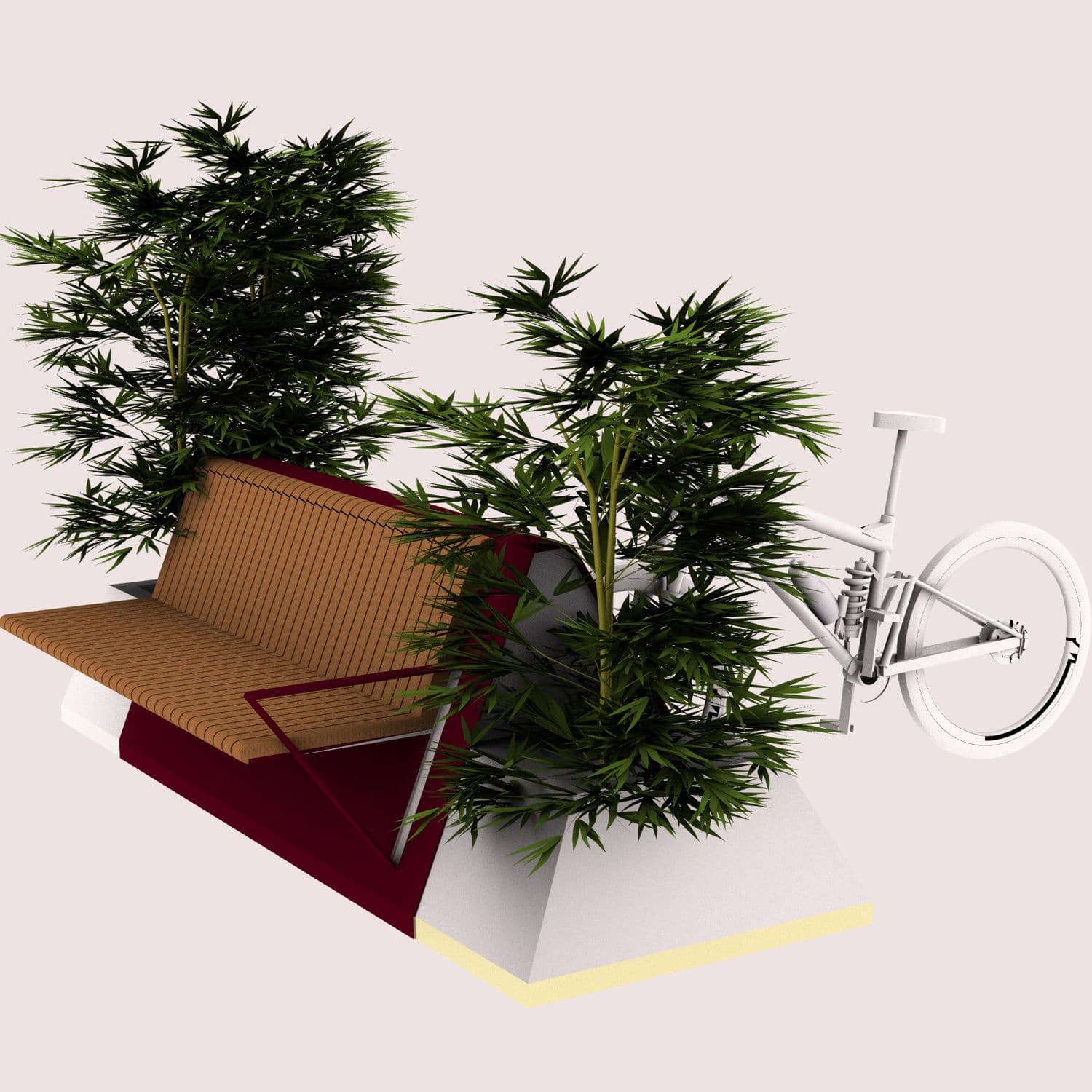 Contemporary public bench - TRIANGLE SYSTEM - CITYSì - wooden / painted ...