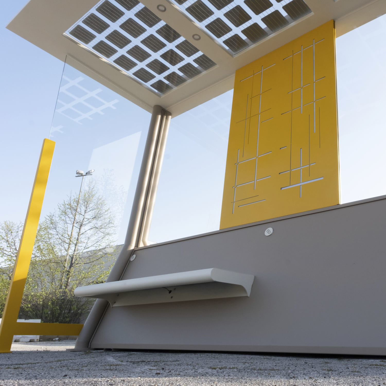 Metal bus shelter - PIUMA - CITYSì - with bench / LED / smart